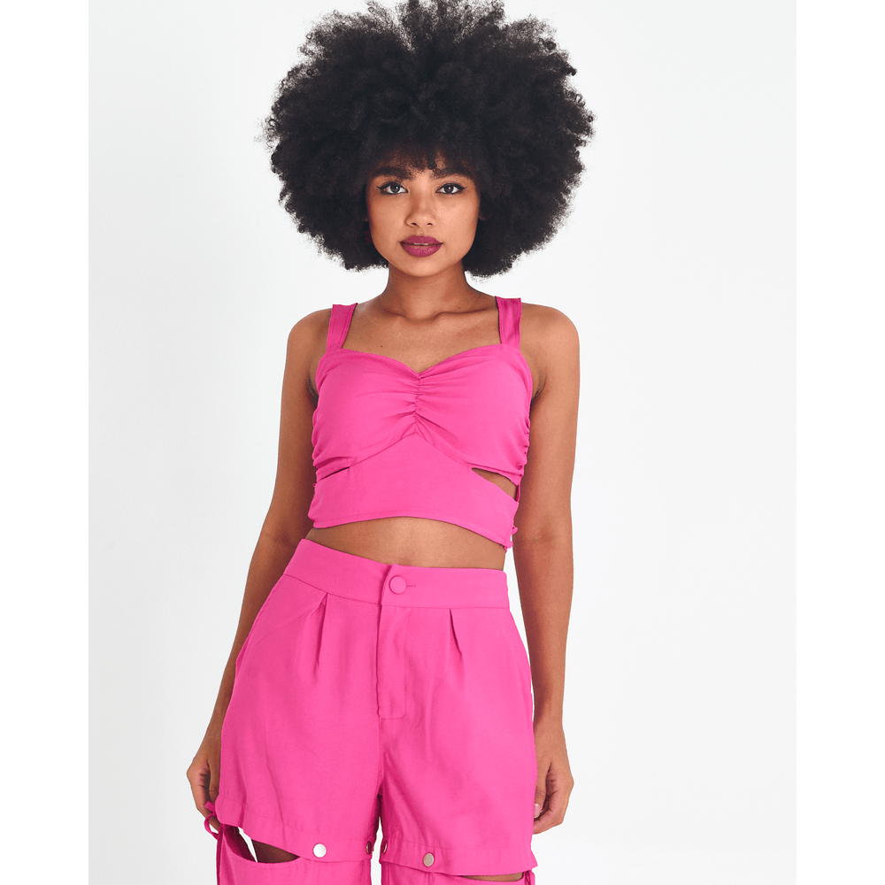 Conjunto Feminino Em Alfaiataria Dois Em Um Tropical - 9542A - modamix